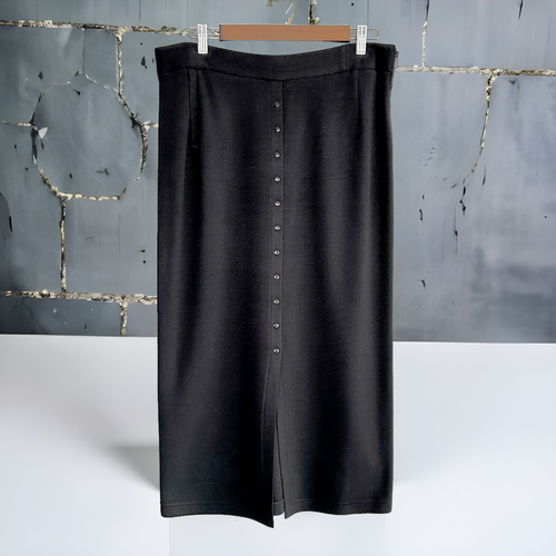 Vintage Dirada Button Front Knit Wool Midi Skirt Black Women's 14 | eBay