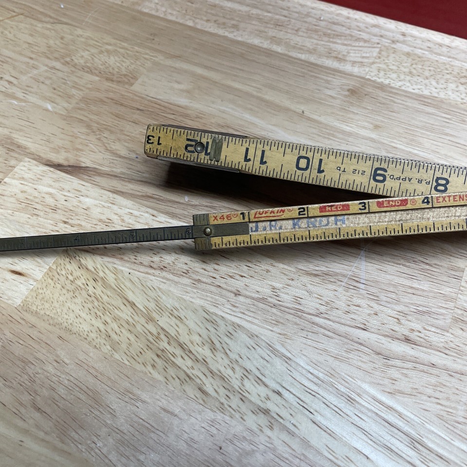 Vintage Lufkin X46 Red End 72" Wood & Brass Folding Extension Ruler | eBay