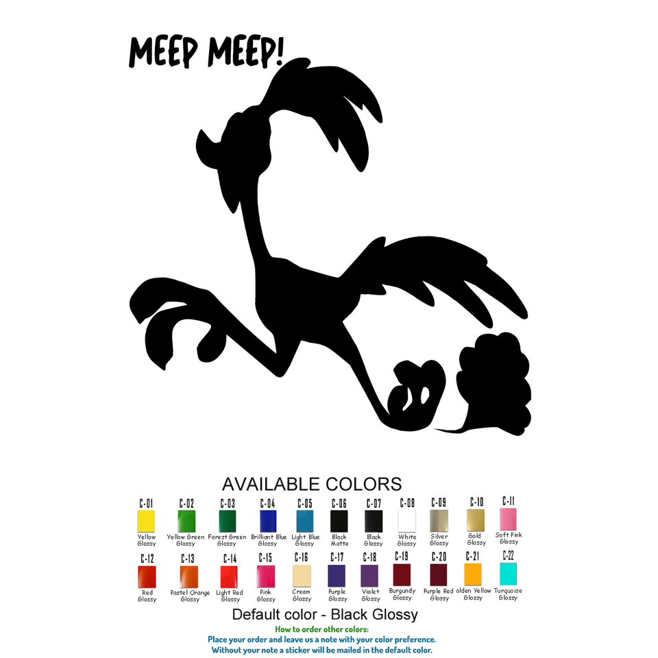 Wile E Coyote Vinyl Decal Sticker Car Window Road Runner Splat Wiley ...