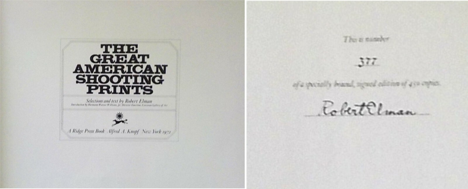 The Great American Shooting Prints by Robert Elman, Signed LTD Ed. #377 ...