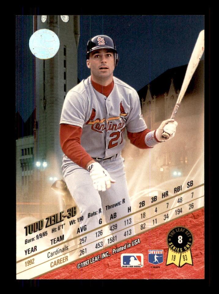 1993 Baseball 1993 Leaf Todd Zeile Saint Louis Cardinals #8 1 | eBay