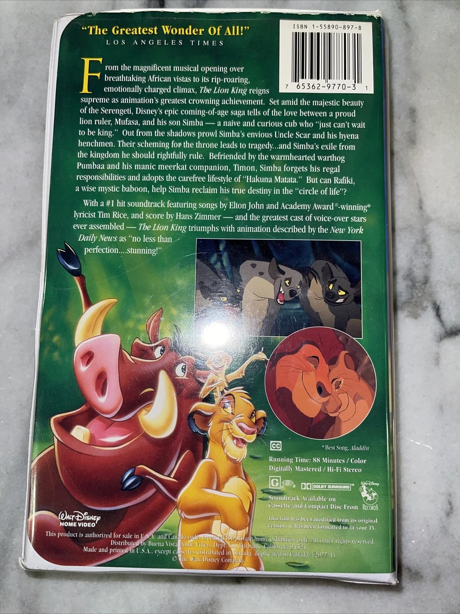 The Lion King Vhs 1995