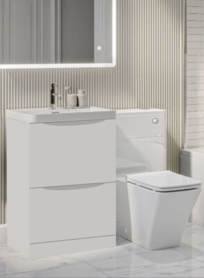 Bathroom Vanity Unit Sink WC 500 600 700 800mm Floor Cabinet White ...