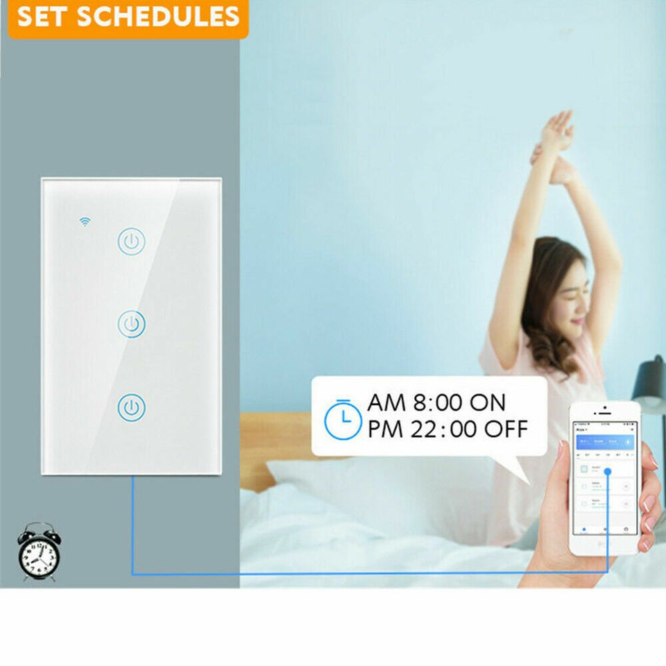 1/2/3/4 Gang WiFi Smart Wall Touch Light Switch Glass Panel For Alexa ...