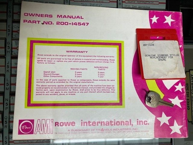 1970 ROWE / AMI TRIMOUNT MODEL MM-4 STEREO JUKEBOX, W/OWNERS MANUAL ...