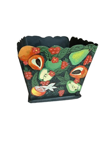 Vintage Tole Painted Fruit Cachepot Metal Planter | eBay