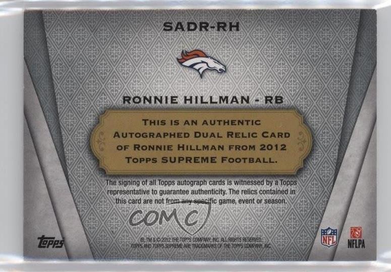 2012 Topps Supreme Relic Blue /5 Ronnie Hillman RPA Rookie Dual Patch ...