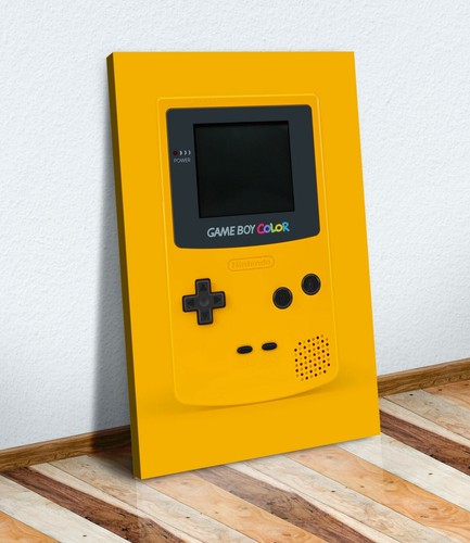 CANVAS WALL ART PRINT ARTWORK 30MM FRAME RETRO NINTENDO YELLOW GAMEBOY ...