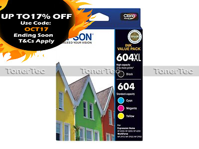 Epson Genuine #604XL-BK+604C/M/Y Ink Set->Value Pack XP2200/XP3200 ...