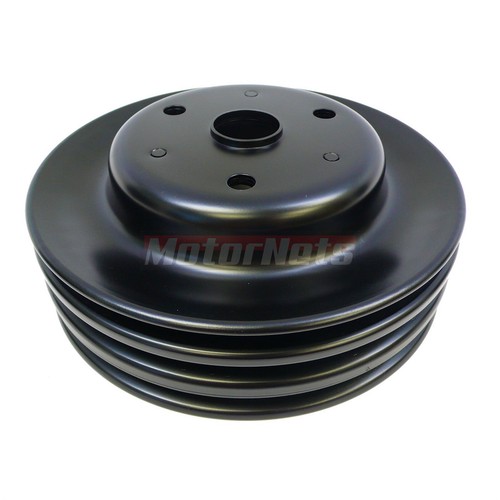 Black Small Block Chevy CrankShaft Pulley fit Long Water Pump Triple ...