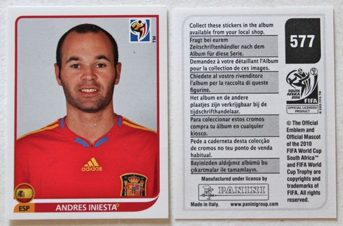 Panini Soccer Sticker Card Andres Iniesta #577 World Cup South Africa ...