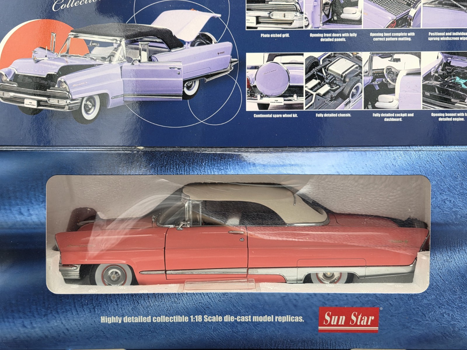 Sun Star 1956 Lincoln Premiere Closed Convertible 1:18 Scale Diecast ...