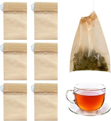 600 pcs Empty Tea Filter Bags, 7 × 9 cm Unbleached Paper Drawstring ...