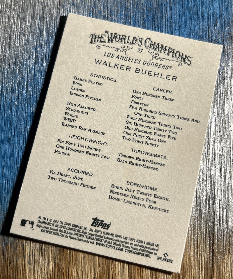 2022 Allen and Ginter Base #27 Walker Buehler - Los Angeles Dodgers | eBay