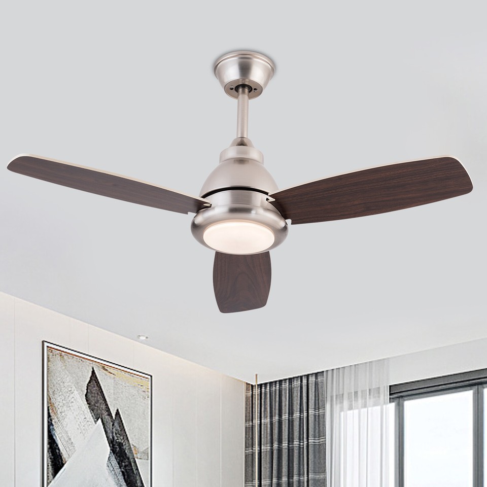 42 inch Modern Walnut+Sliver Color Ceiling Fan Light w/ Remote Control ...