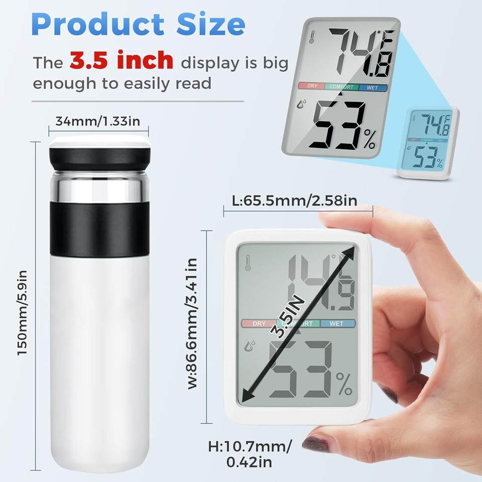 Digital Thermometer Hygrometer, Large LCD Screen Room Thermometer... | eBay