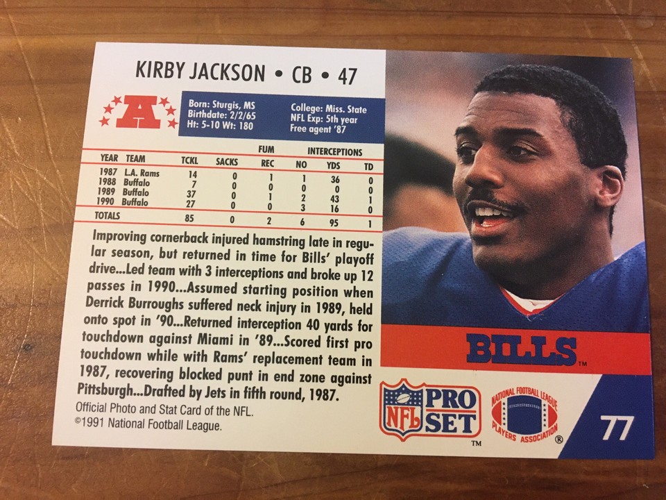 Kirby Jackson Buffalo Bills CB - NFL 1991 Pro Set #77 | eBay