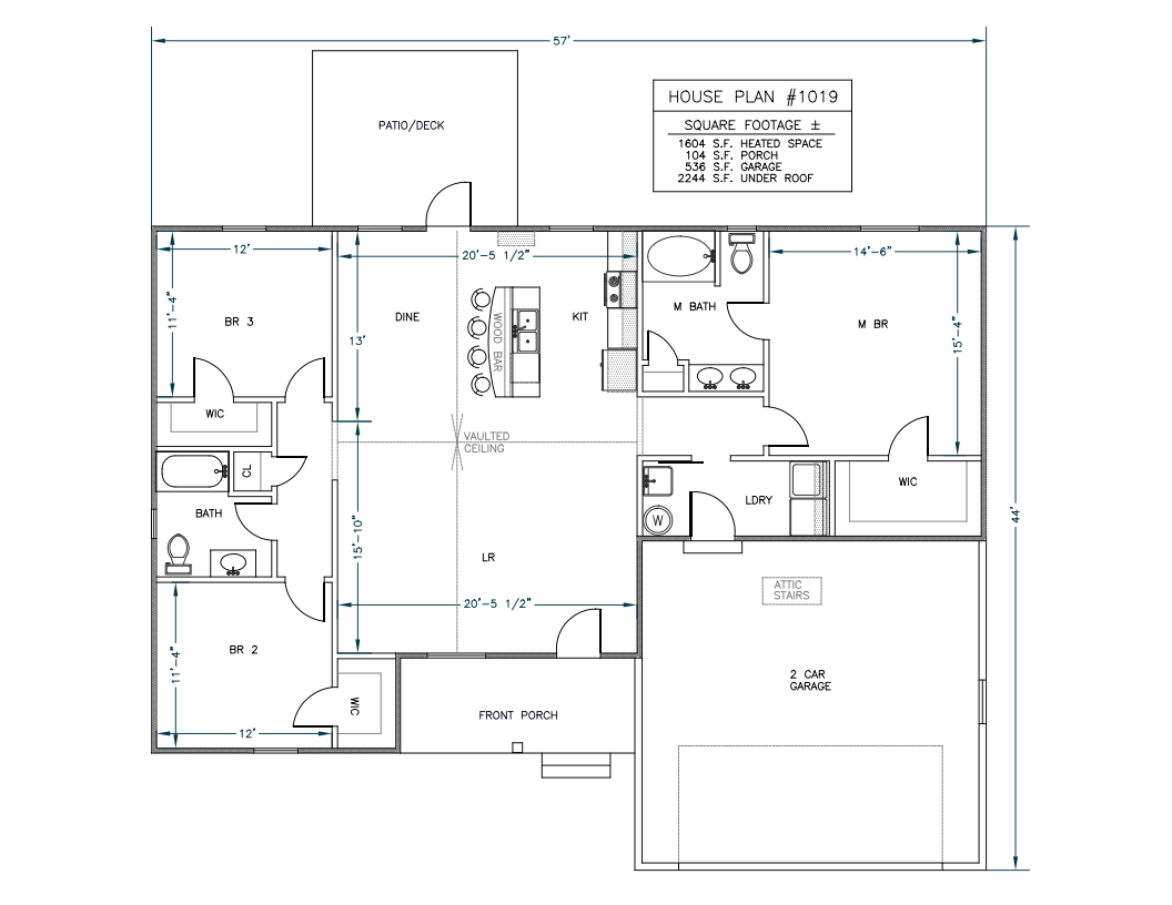 Ranch House Plans 1604 SF 3 Bed 2 Bath Open Floor - Split BR ...