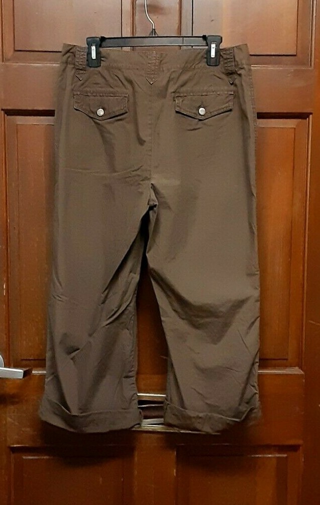 CLASSIC ELEMENTS Women's Brown Cocoa Capris Cropped Pants Rolled Cuffs ...