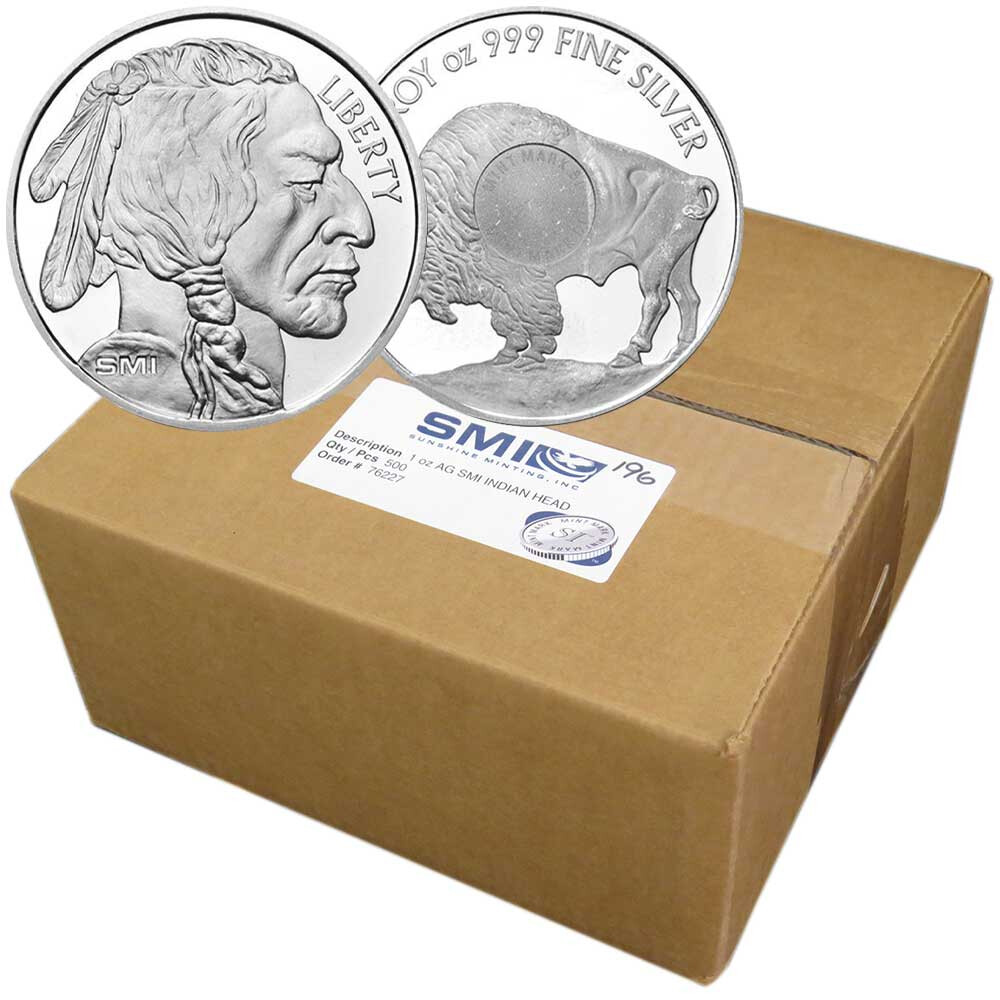 Lot of 500 - 1 Troy oz Sunshine Mint Buffalo .999 Silver Round Mint ...