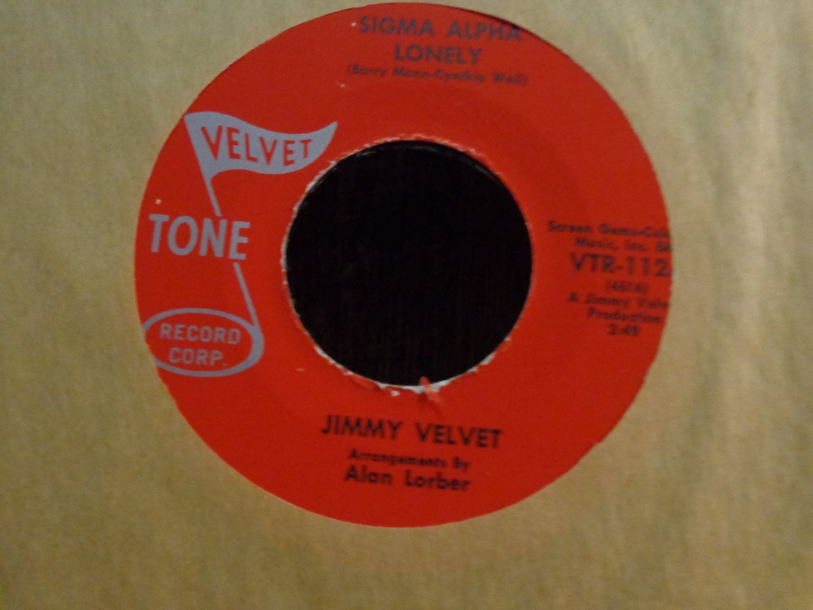 105...JIMMY VELVET...SIGMA ALPHA LONELY ON VELVETONE 112 | eBay