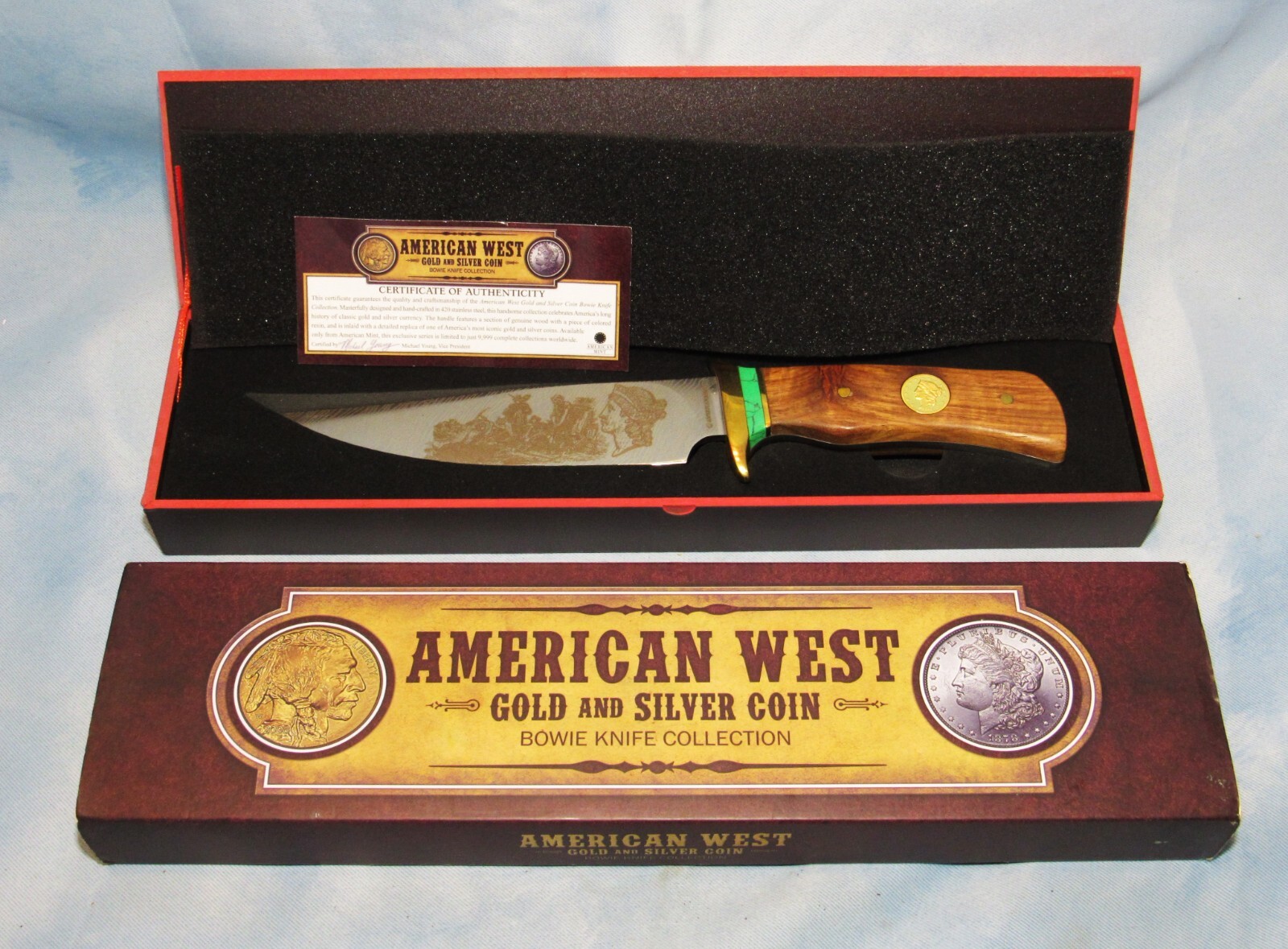 American West Gold & Silver Coin Bowie Knife Collection Liberty Head ...