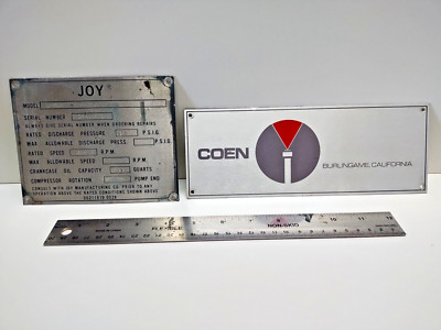 Joy Air Compressor plaque and Coen Oil Burner plaque | eBay