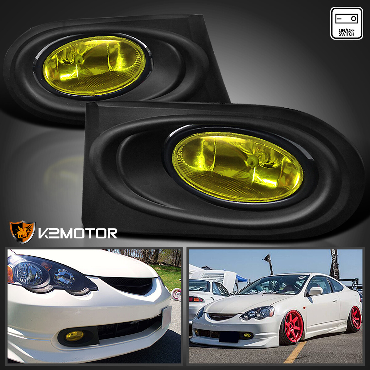 Fits 2002-2004 Acura RSX DC5 Yellow Bumper Fog Lights Driving Lamps ...