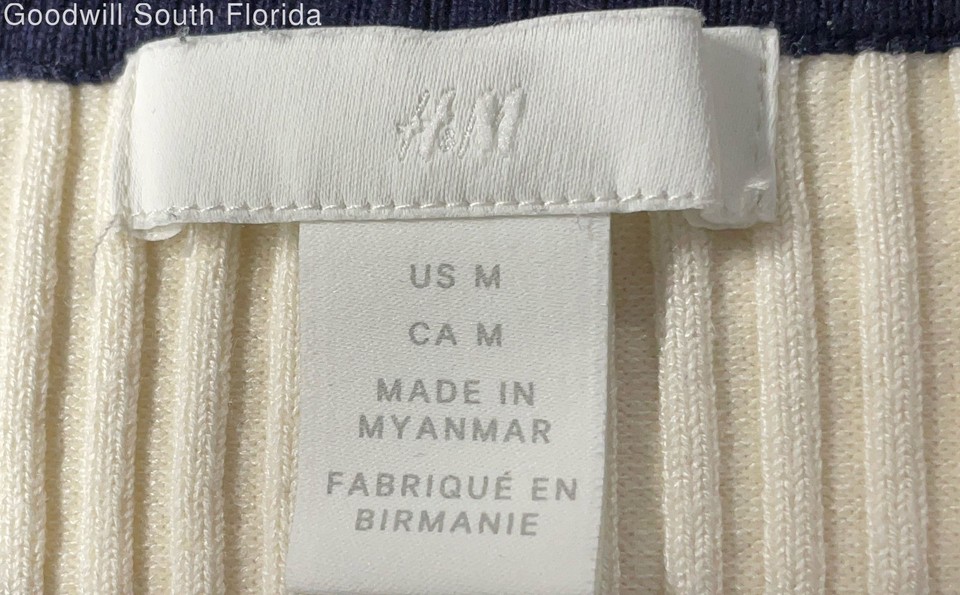 H&M Womens Black Beige Knitted Long Sleeve Crew Neck Sweater Dress Size ...