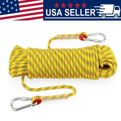 65FT Climbing Rope Dynamic Rock-Climbing Escape Rope Rescue Equipment ...
