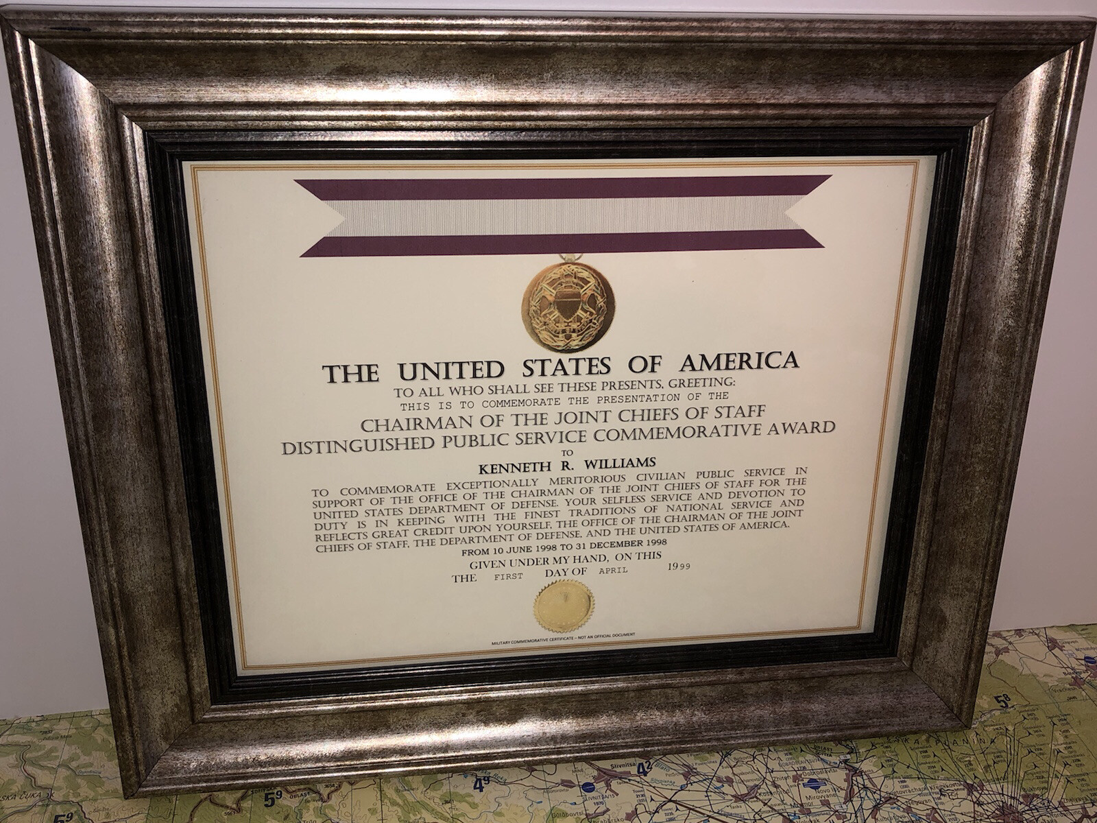 CJCS - COMMEMORATIVE AWARD FOR DISTINGUISHED PUBLIC SERVICE CERTIFICATE ...