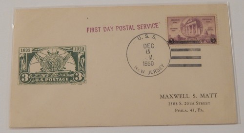 USS New Jersey (BB 62) first day postal service December 6 1950 | eBay