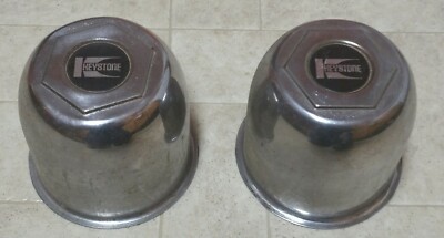 lot of 2 ~ Keystone Wheel Center Caps ~ aprx 4 inches tall / 4-3/4 inch ...