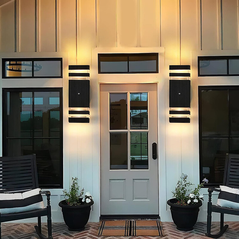 Modern LED Up Down Wall Light Outdoor Dual Wall Lamp Fixture Dusk to ...