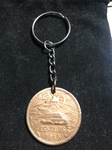 1946 Mexico 20 Centavos Coin Keychain Mexican Circulated Real Great ...