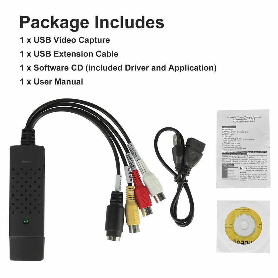 USB 2.0 Audio Video VHS to DVD VCR PC HDD Converter Adapter Digital ...