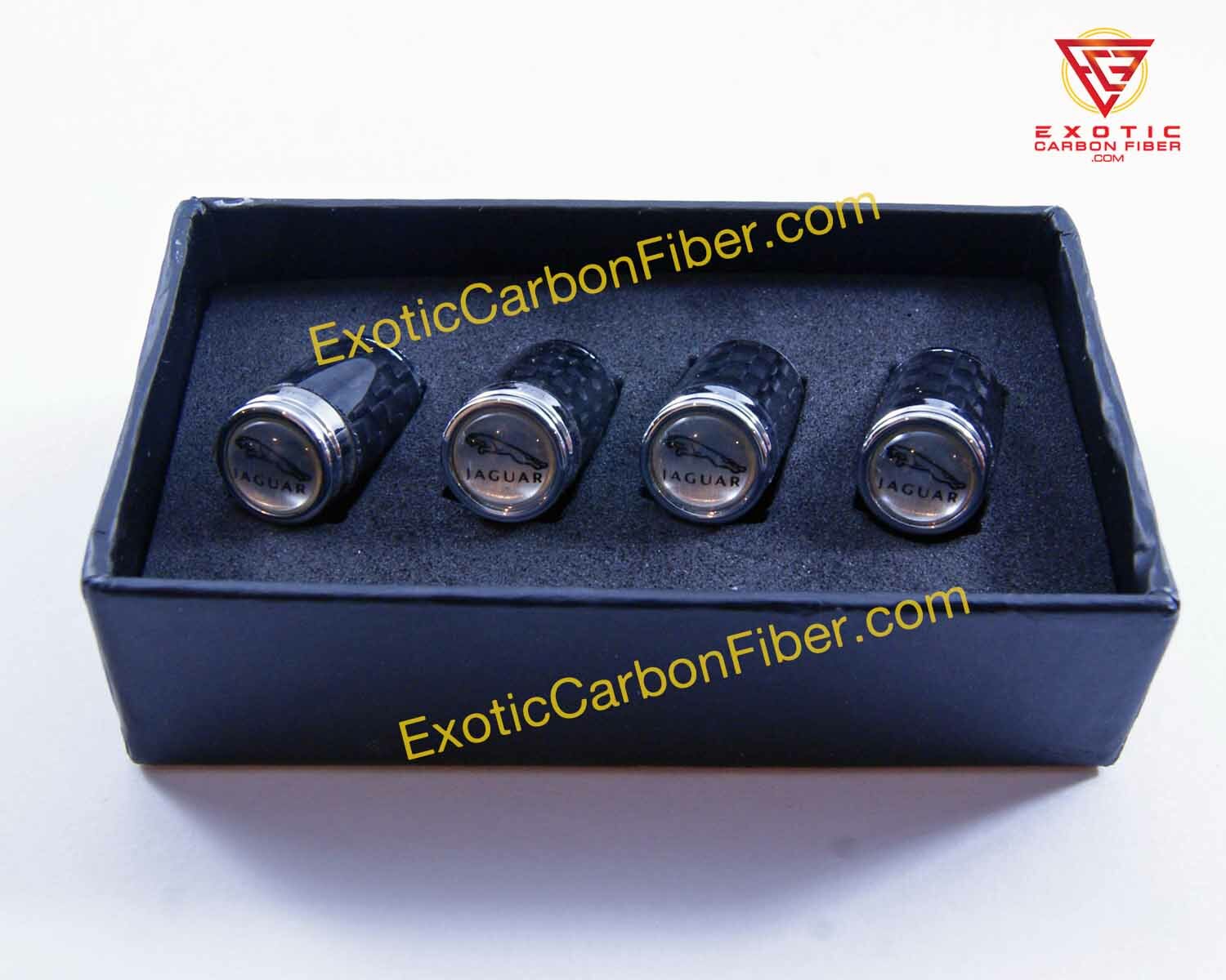 Jaguar Black Jaguar & Text / White Backgrd Carbon Fiber Tire Valve/Stem ...