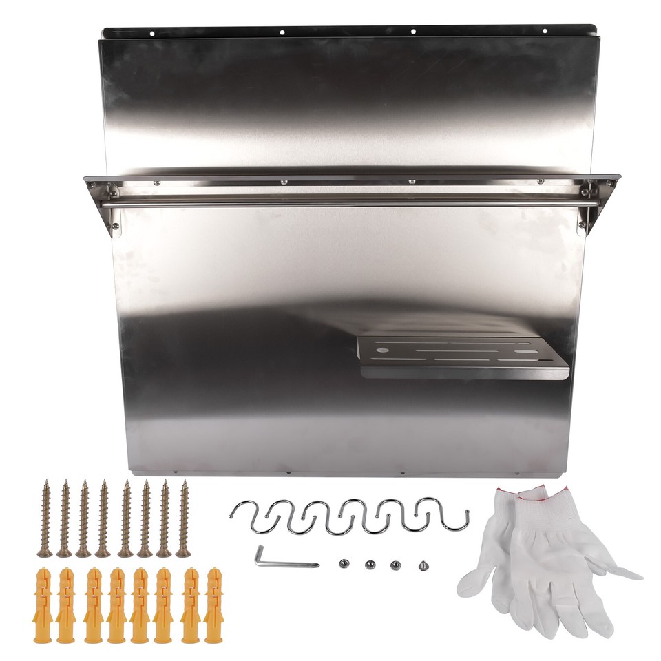 Backsplash Shelf Stainless Steel Kitchen Range Hood Wall Tile Shield ...