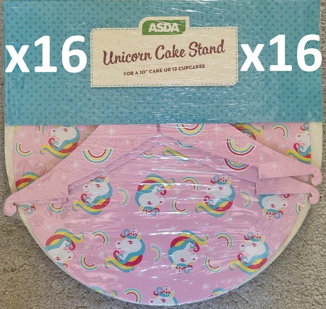 16 x Asda Unicorn Single Tier Cake Stand for a 10" Cake or 12 Cupcakes ...