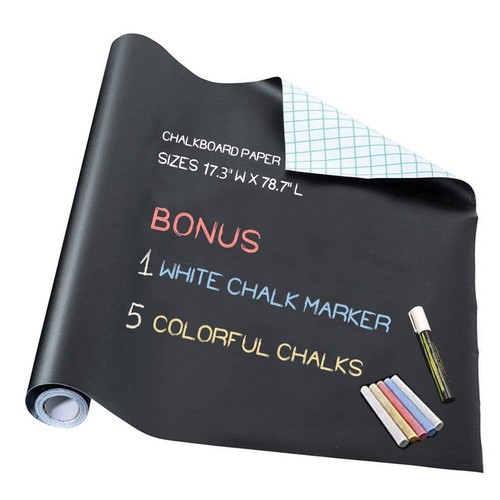 Chalkboard Paper Blackboard Vinyl Removable Wall Sticker + Chalks 17 ...