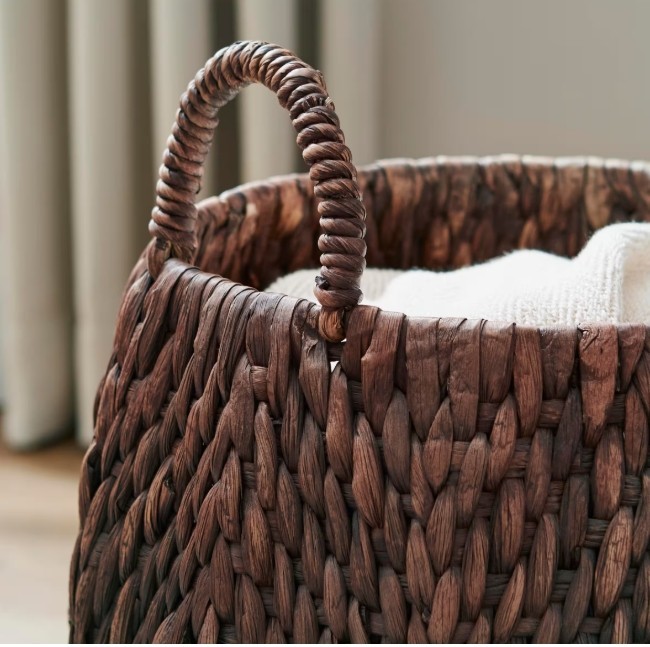 Home Decorators Round Brown Woven Water Hyacinth Decorative Poppy ...