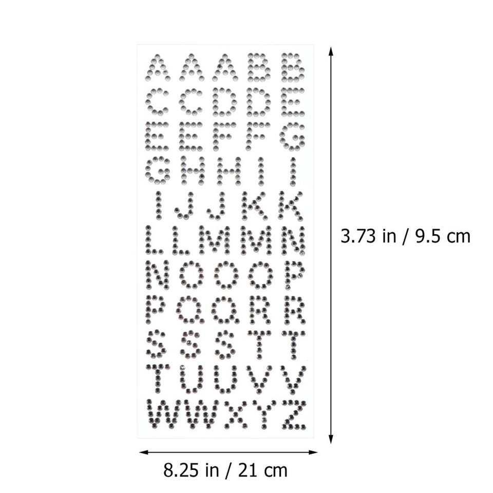 5 Sheets Fancy Letter Stickers Rhinestone Alphabet Adhesive Glitter ...