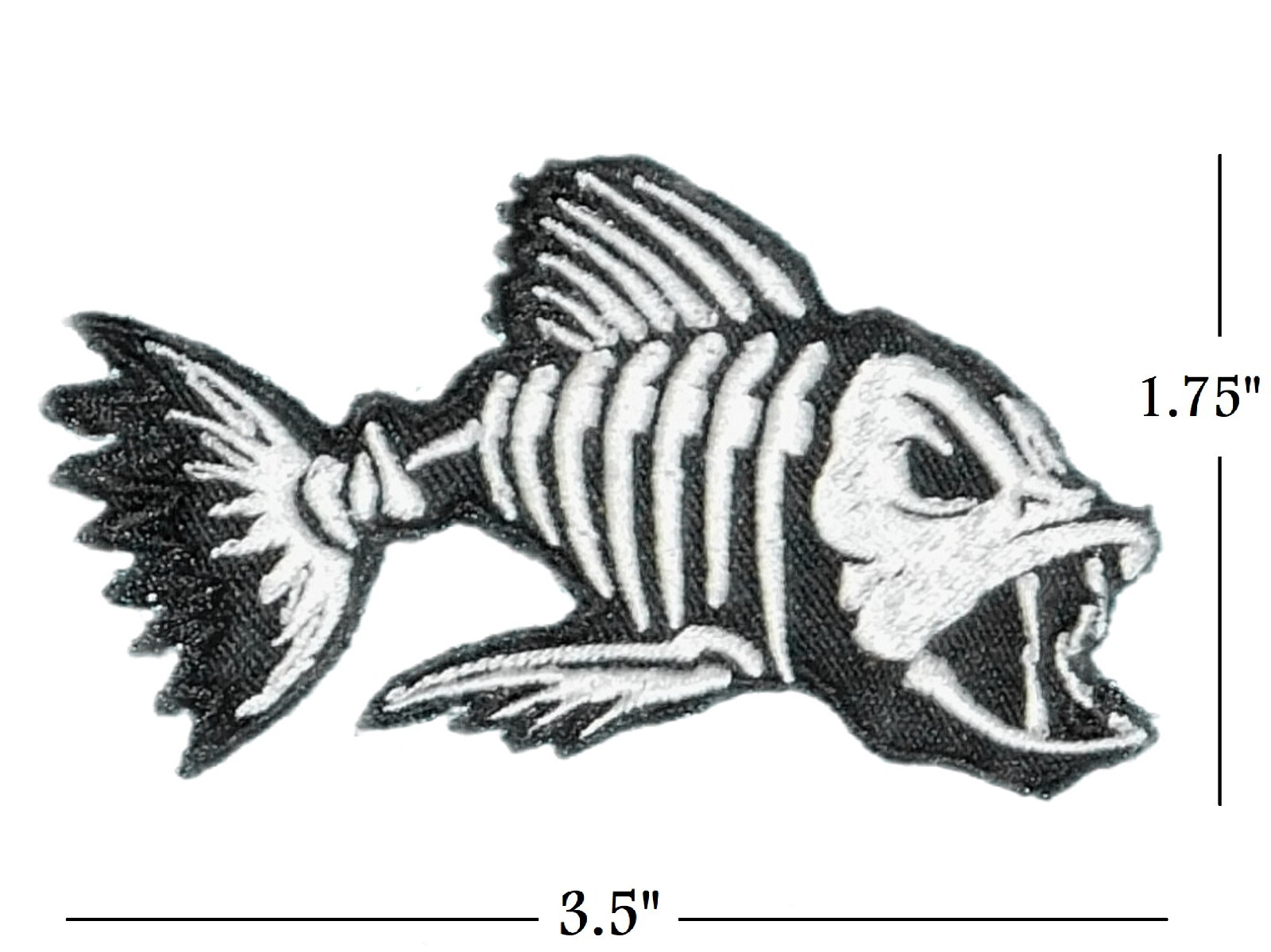 White Bonefish Skeleton Patch Iron on Skull Bone Fish Punk Harley 3.5 ...