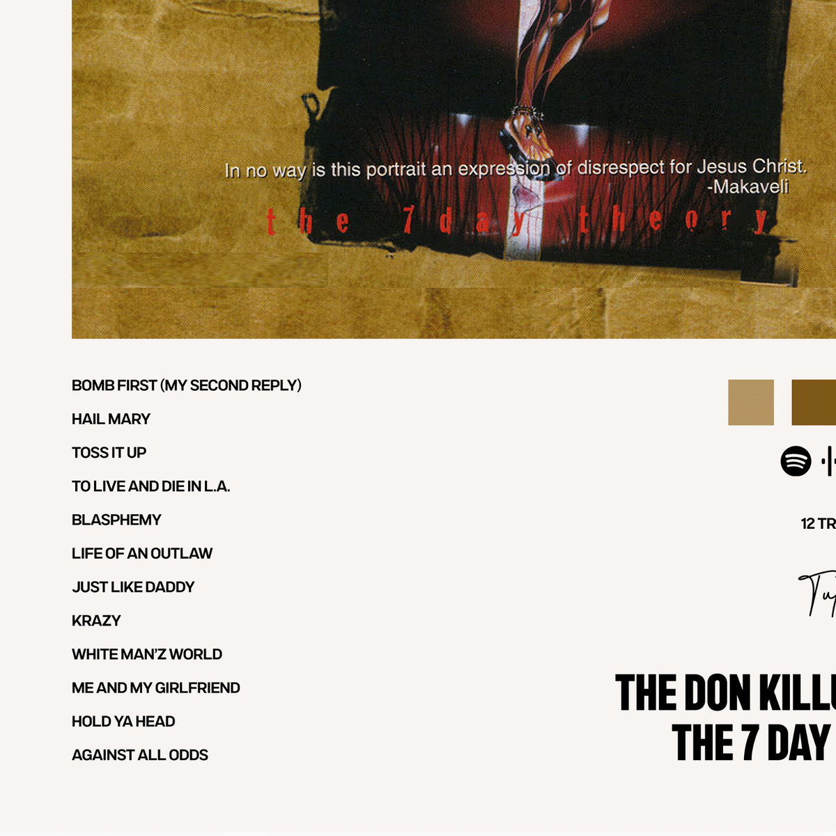 2pac Poster The Don Killuminati The 7 Day Theory Album Cover Poster