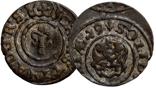 Sweden Livonia Schilling Solidus 1649 Queen Christina Billon Coin ...