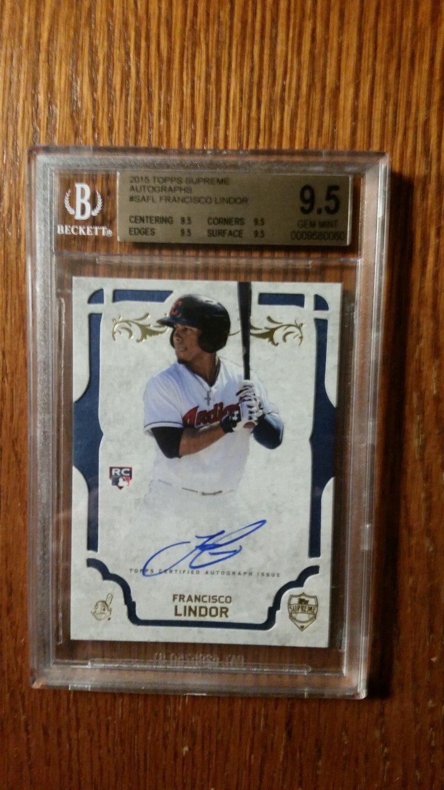 2015 Topps Supreme Autographs Francisco Lindor BGS 9.5 Gem Mint RC ...