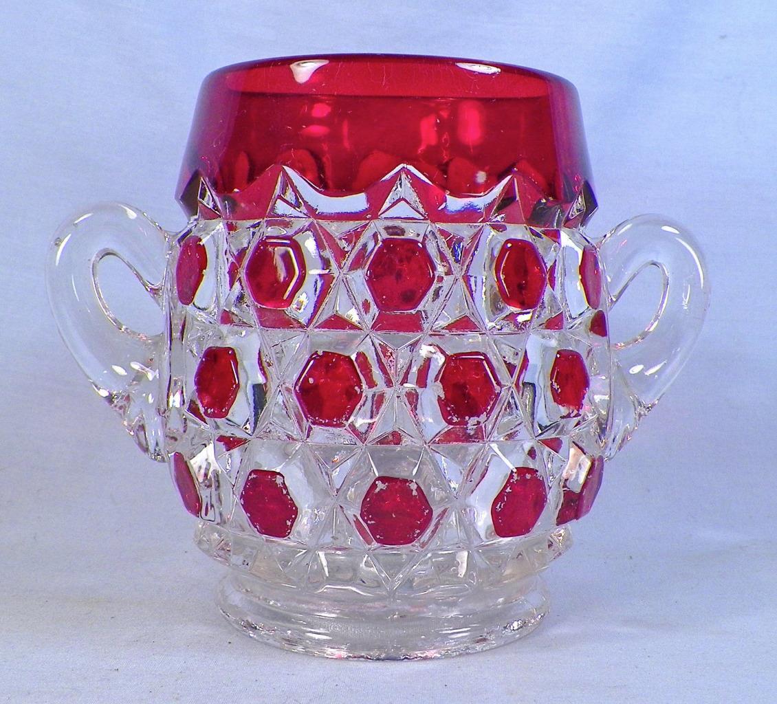 Red Block Sugar Bowl Fostoria 150 Ruby Stained EAPG Captain Kidd 1890 ...