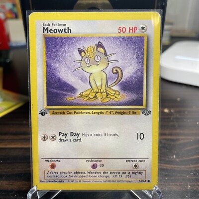 1st Edition Meowth 56/64 Common 1999 WOTC Jungle Pokémon Card ...