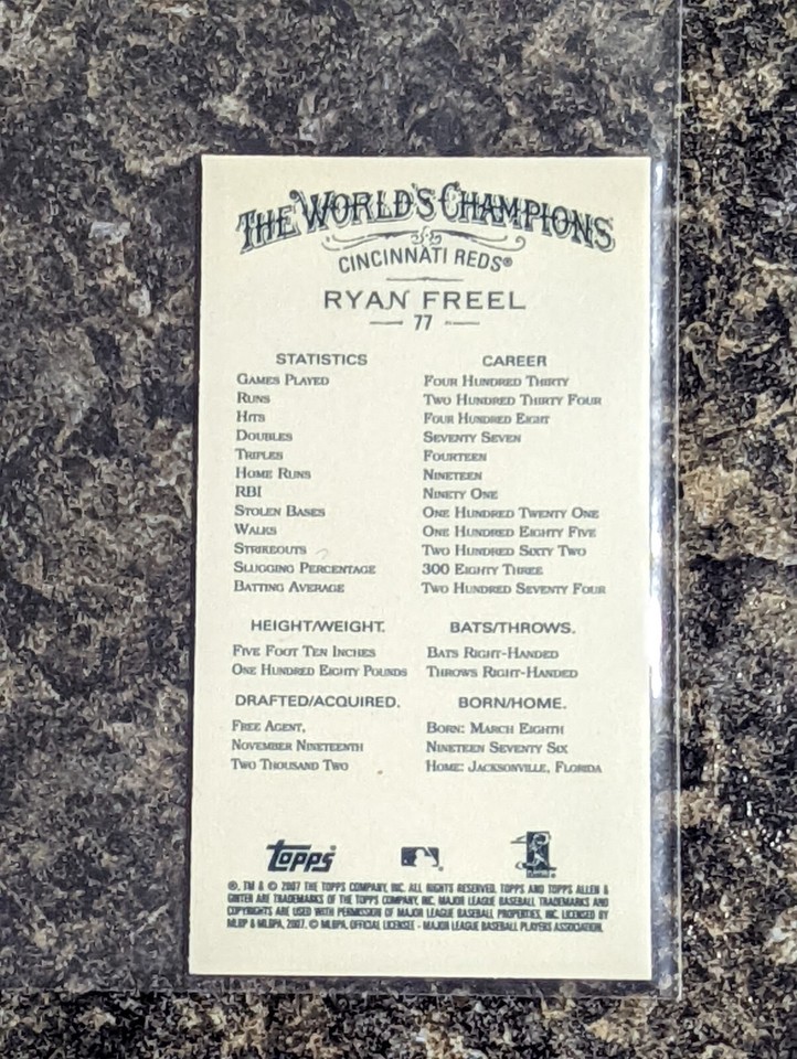 2007 Topps Allen & Ginter Mini #77 - Ryan Freel - Cincinnati Reds | eBay