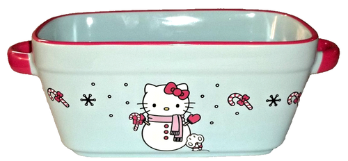 Hello Kitty Holiday Ceramic Loaf Pan - Light Blue Snowman Christmas ...